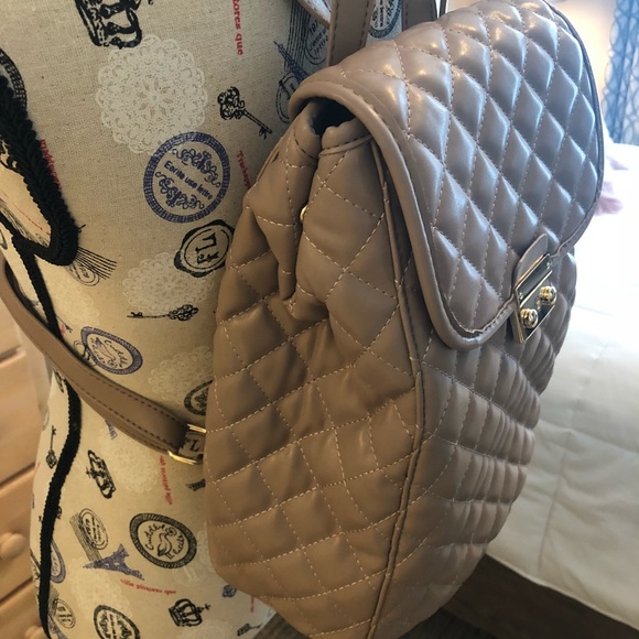No Label | Bags | Taupe Quilted Mini Backpack | Poshmark